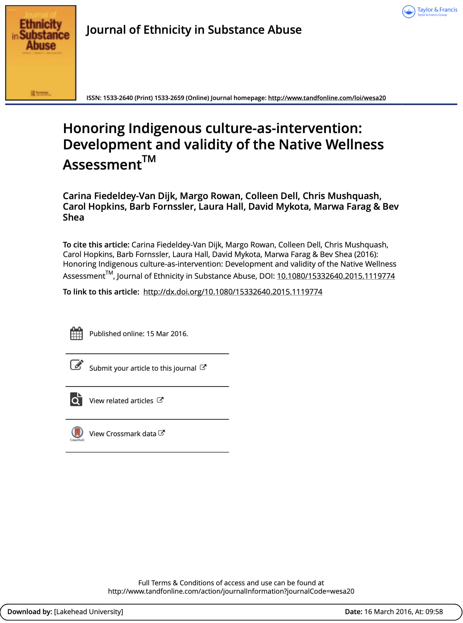 Honoring Indigenous culture-as-intervention: Development and validity ... Honoring Indigenous culture-as-intervention: Development and validity ...